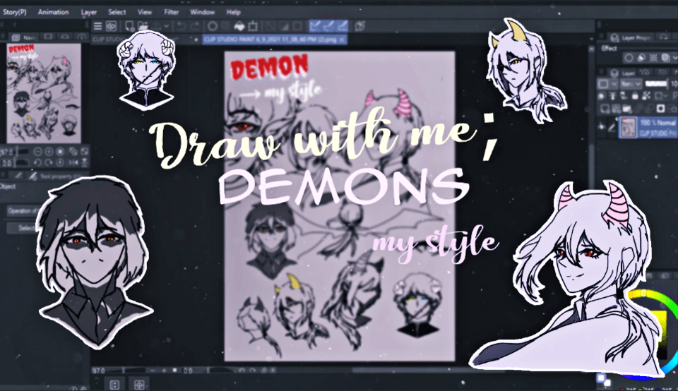Draw with me; Demons ←~∋(｡Ψ ｰ )∈ by Mari_Akira - Make better art | CLIP ...
