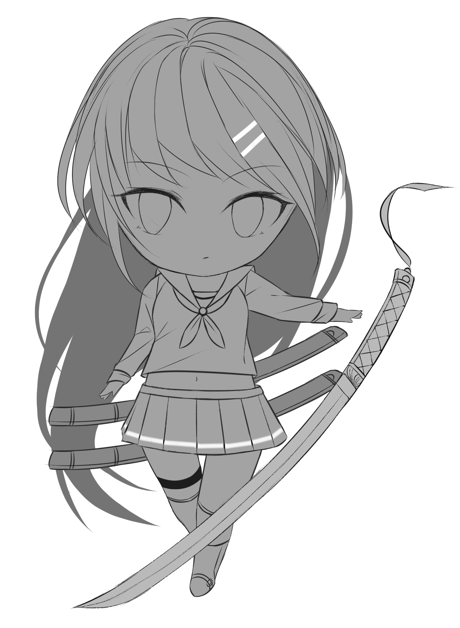 Chibi Anime Girl Lineart