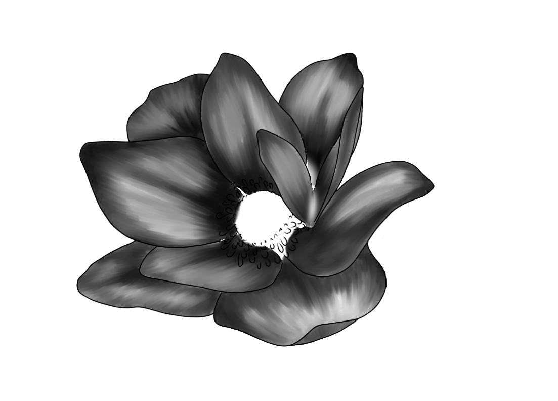 Grayscale Painting Flowers