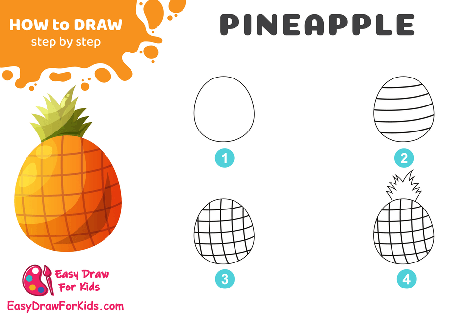 Cómo dibujar una piña: una guía paso a paso por Easydrawforkids ...
