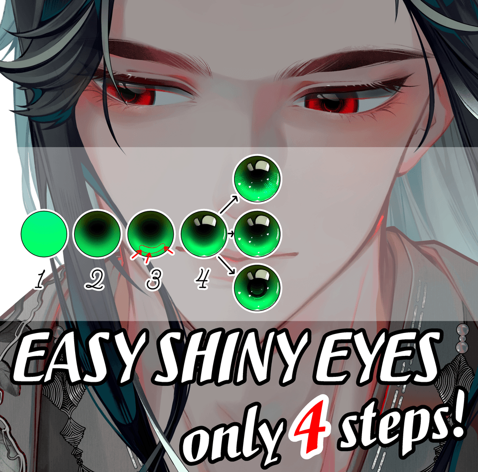 HOW TO DRAW EASY SHINY EYES IN 4 STEPS ( SEMI STYLE ) “Haoli_Tutorio #1 ...