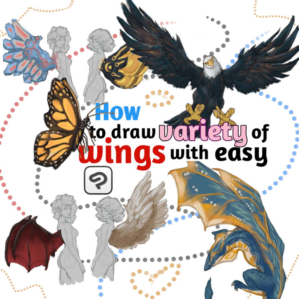 How to draw variety of wings with easy (on CSP) by Adöv_art ...
