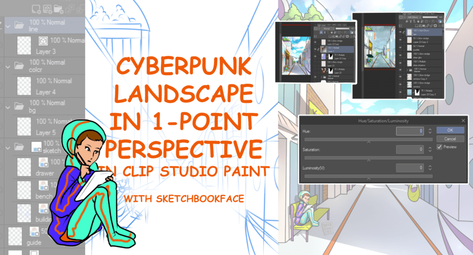Cyberpunk Landscapes in 1-Point Perspective by Sketchbookface - Make ...