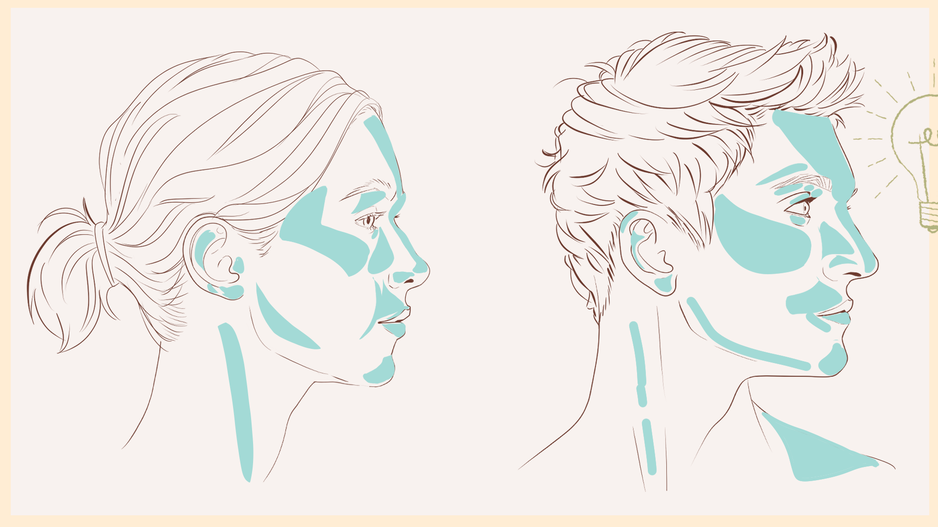 Dibujo De Rostro De Perfil Derecho Cara Blanco Y Negro De La Mujer