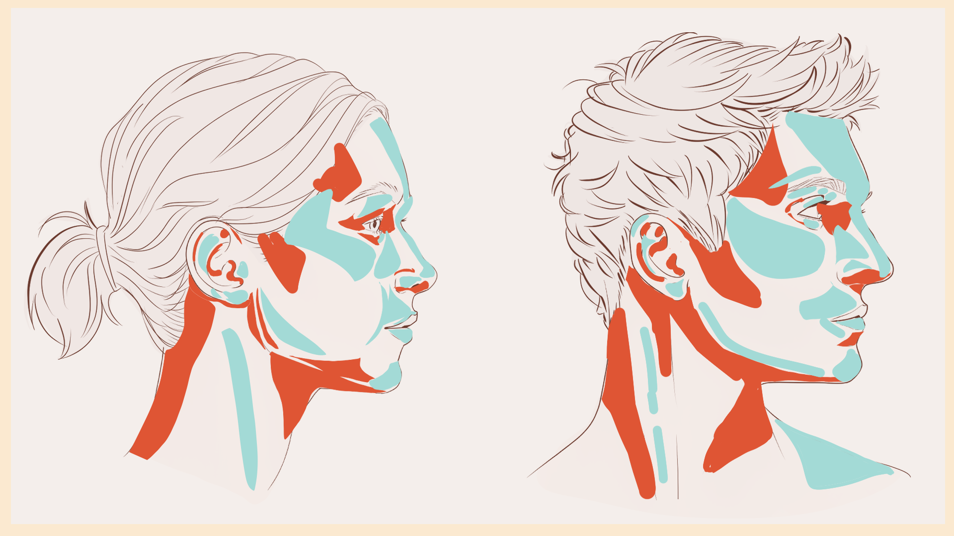 여자의 얼굴 그림의 옆모습