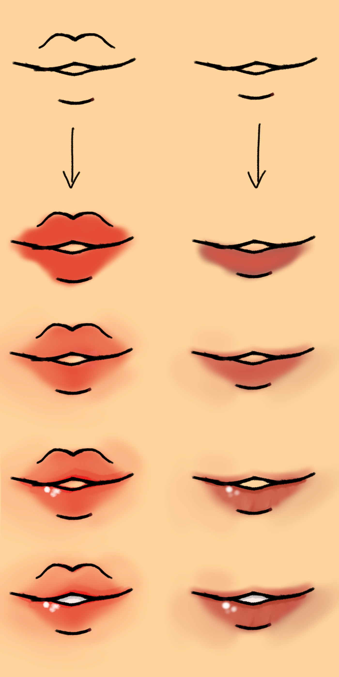 Bocetos De Labios Paso A Paso