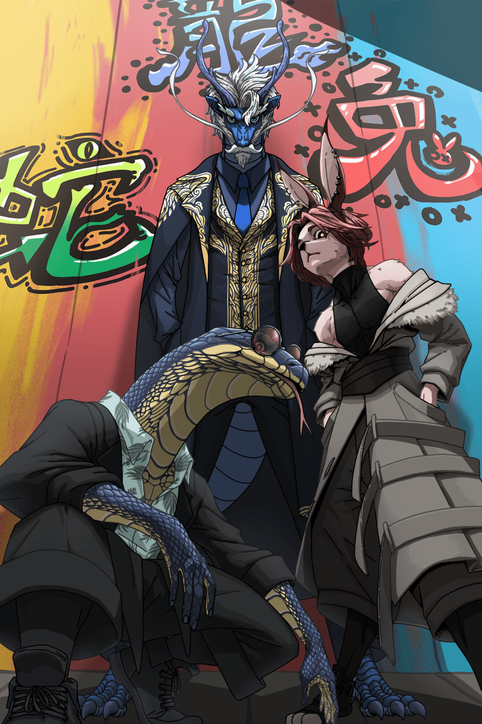 Personificación del Conejo, Dragón y Serpiente del Zodíaco Chino por ...