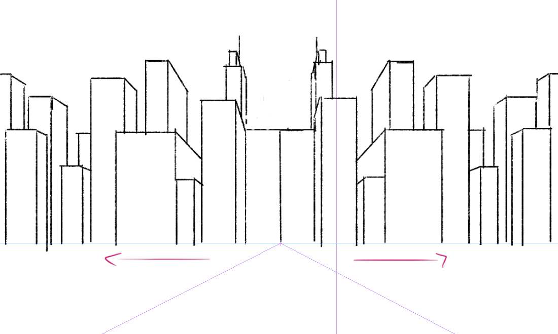 Perspektive Zeichnung Stadt