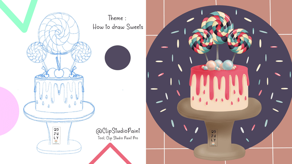 How to draw Sweets - a Birthday Cake - for Beginners by Raske - Make ...