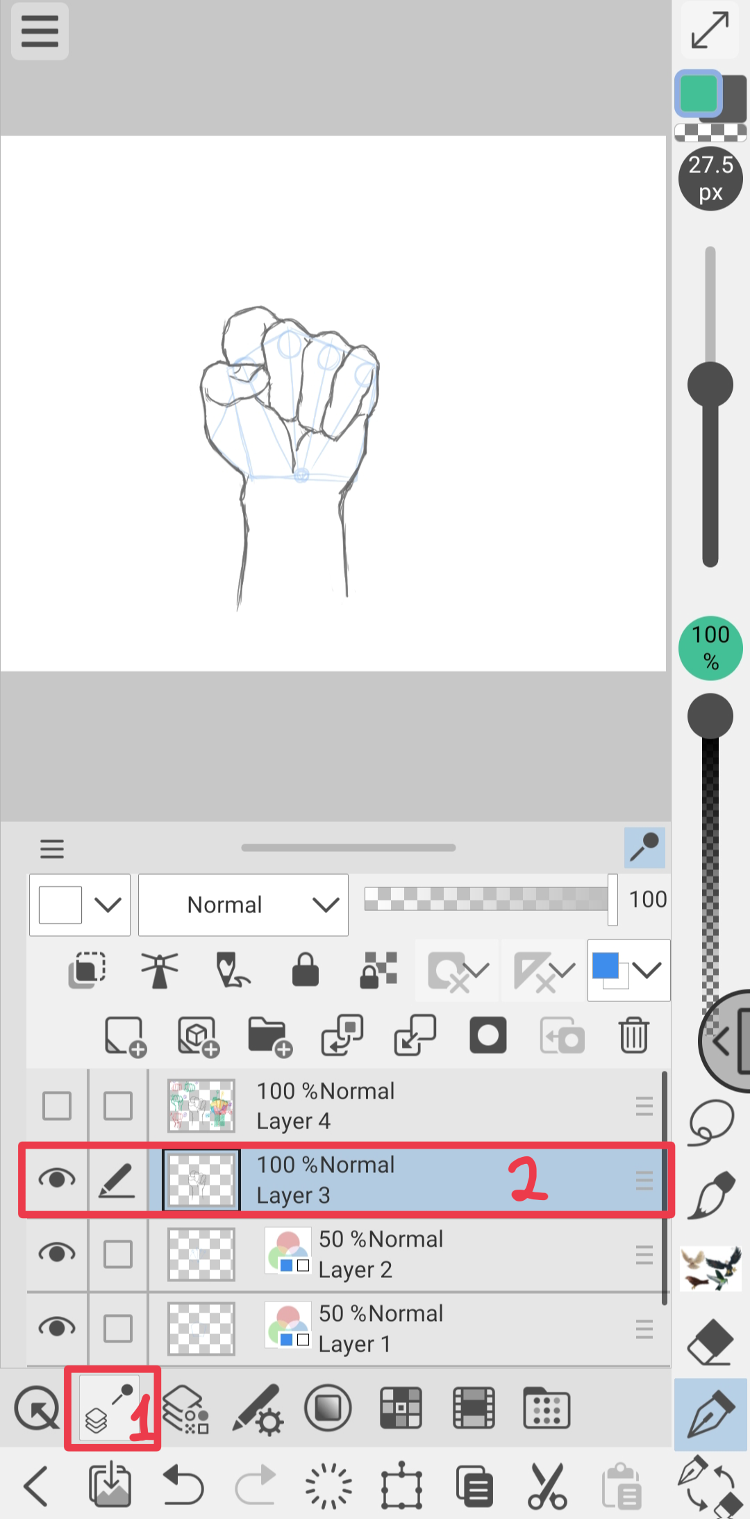 왼쪽과 오른쪽 손 그리기
