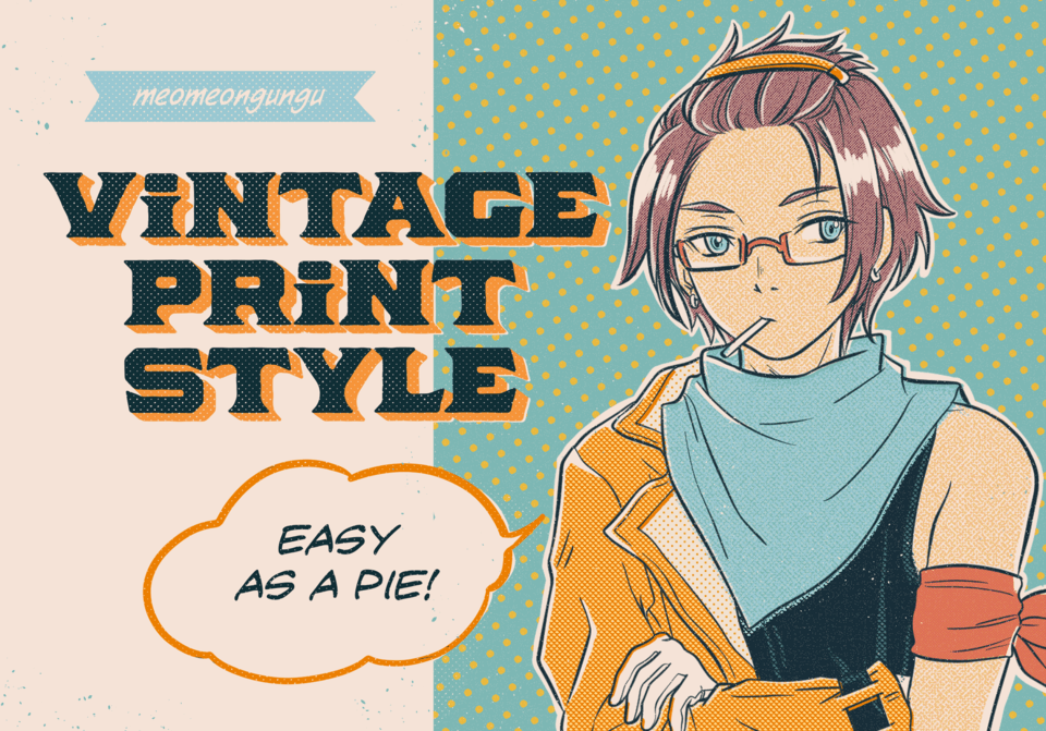 Vintage print style with Clip Studio Paint by meomeongungu - Make ...