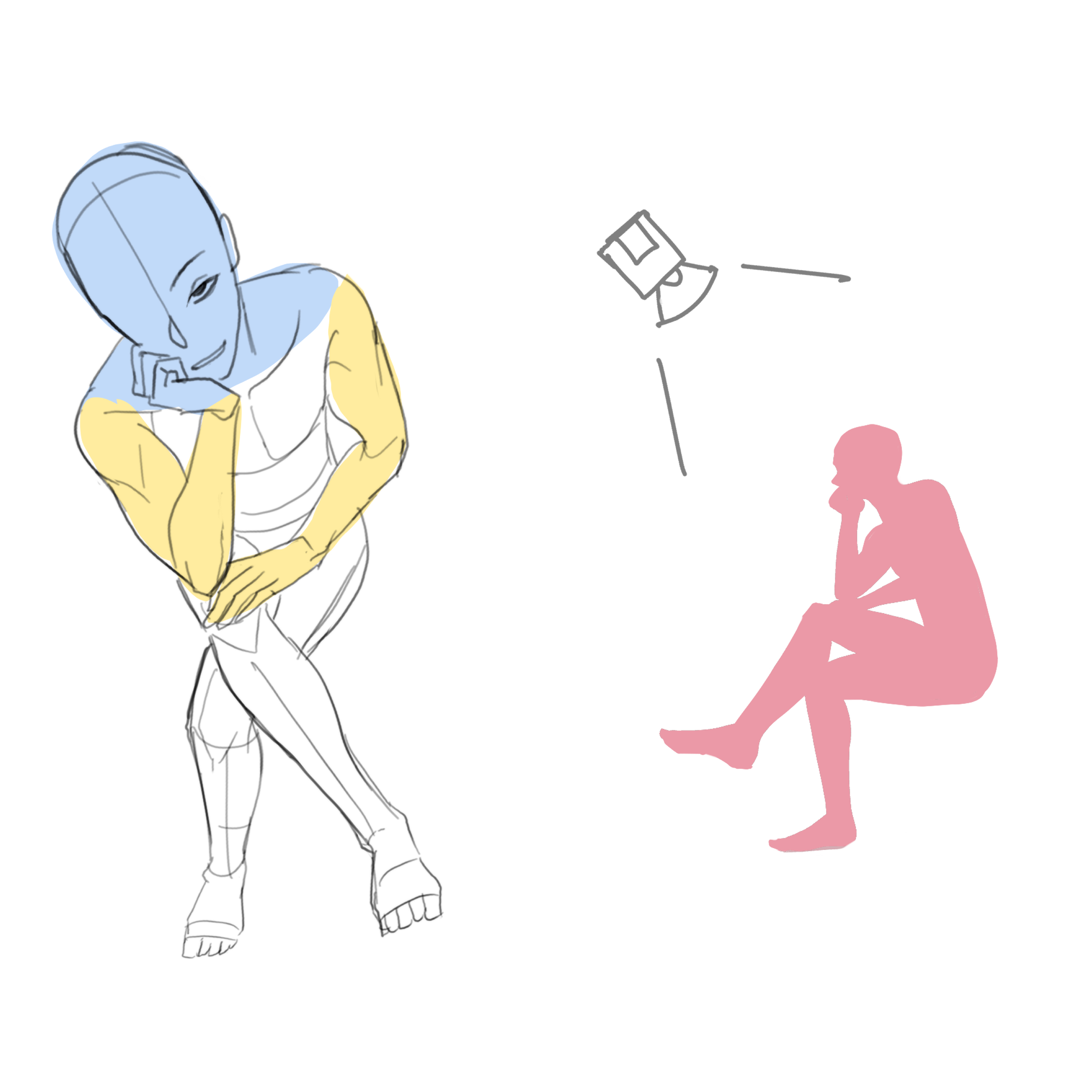 Sad Crouching Pose Reference