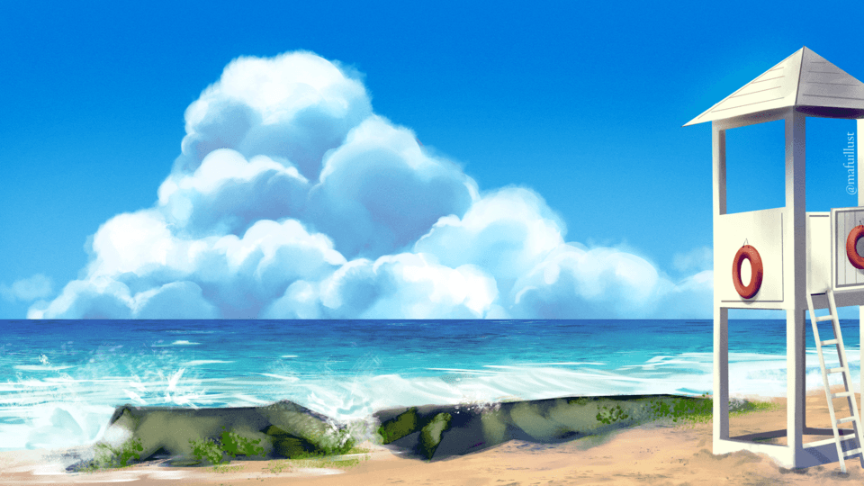 Beach - Anime style backgrounds TUTORIAL AND PROCESS by Mafuillust ...
