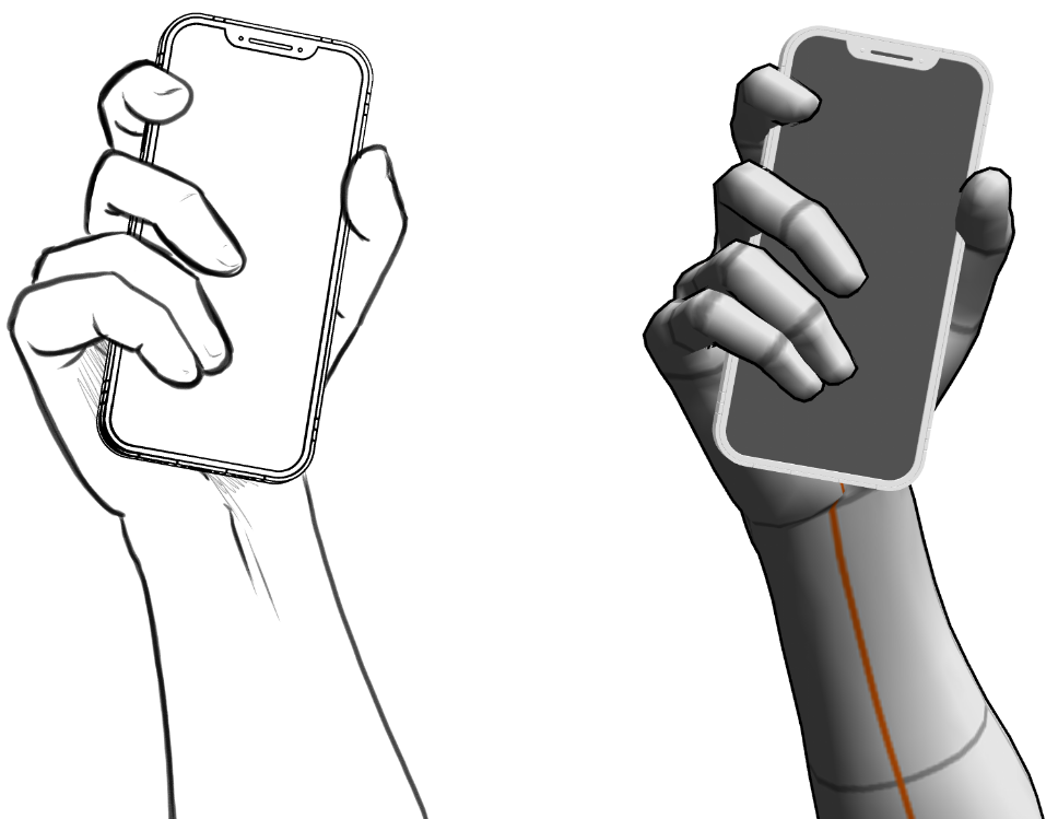 Dessin De La Main Gauche Avec Un Crayon