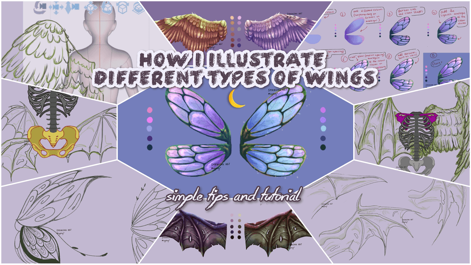 How I illustrate different types of wings | Tips by syahidah.art - Make better art | CLIP STUDIO ...