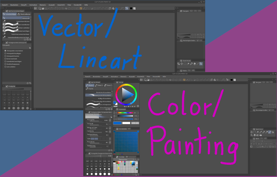Customizable workspace for lineart / vector and color / painting by ...