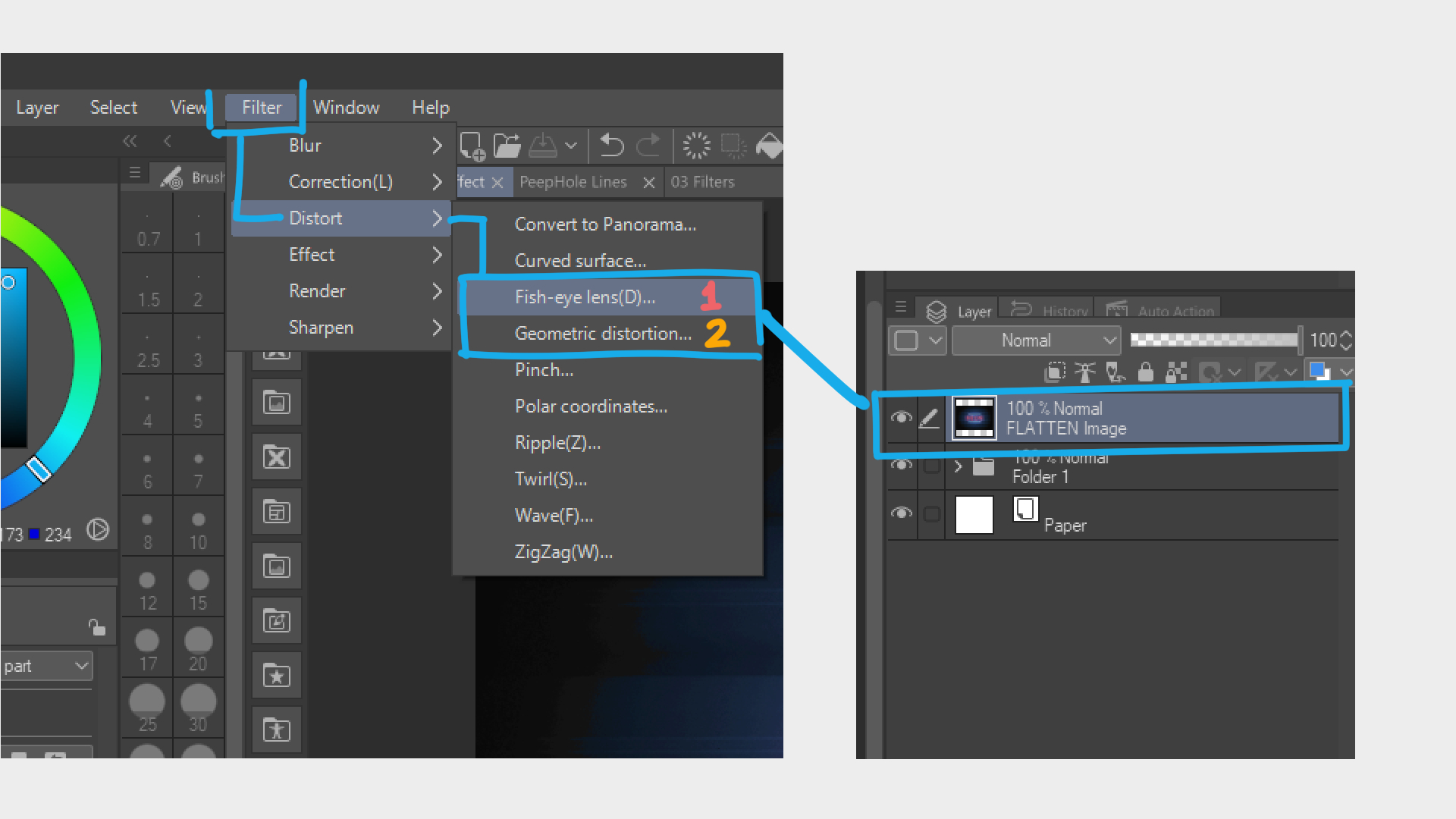 Fish-eye Lens Effect in Clip Studio (Diagonal & Circular) by ED. - Make ...